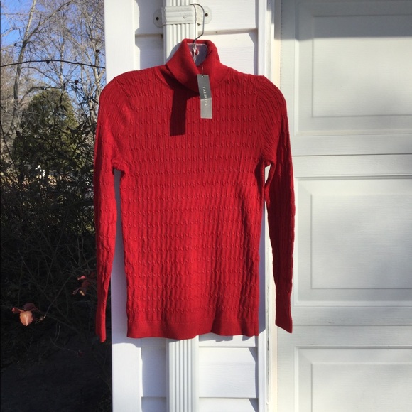 Talbots | Sweaters | Nwt Talbots Pretty Red Cabled Turtleneck | Poshmark